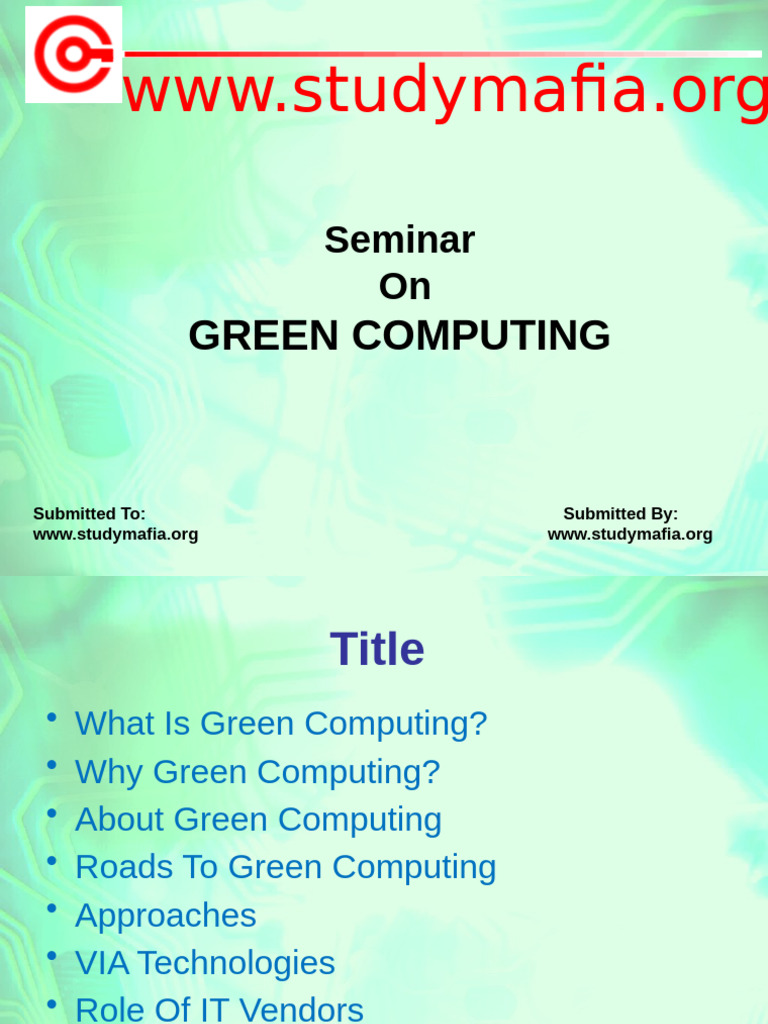 CSE Green Computing | PDF | Economy And The Environment | Technology ...