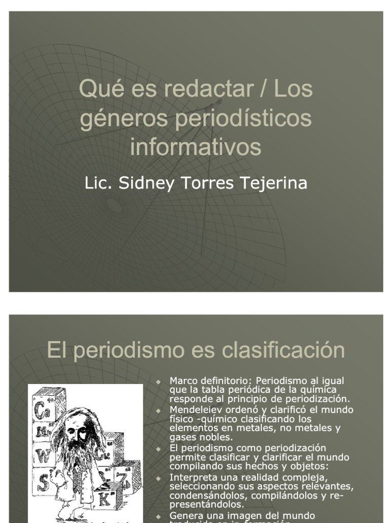 Qué Es Redactar Los Generos Periodísticos Informativos | PDF ...