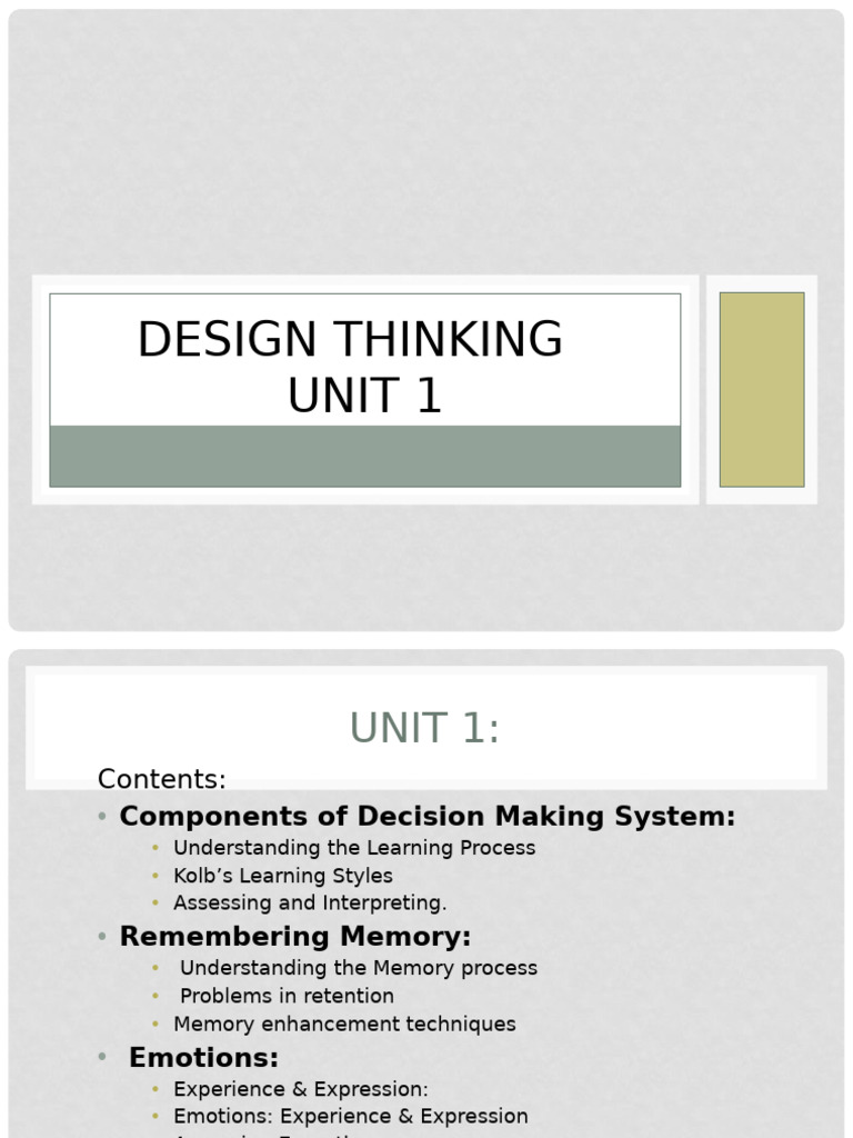 Design Thinking - Unit 1 | PDF