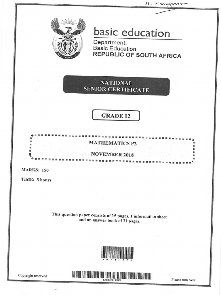 Grade 12 2018 November Maths Paper 2 | PDF