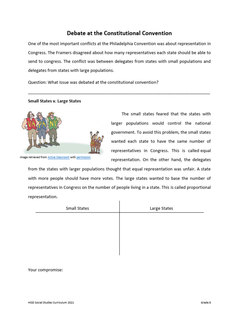 SS8 Debate at The Constitutional Convention Unit 4 | PDF