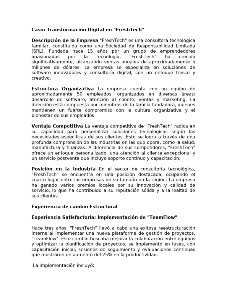 Caso Transformacion Digital | PDF | Business | Analítica predictiva