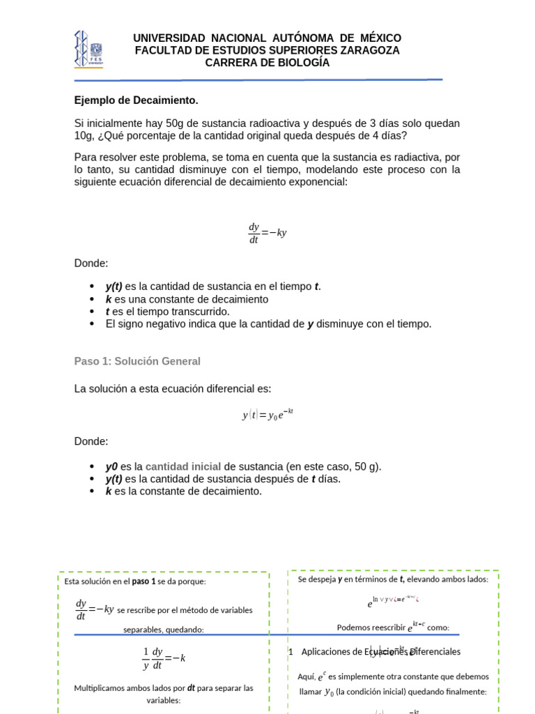 Ejemplo Decaimiento Radioactivo en Plantilla | PDF