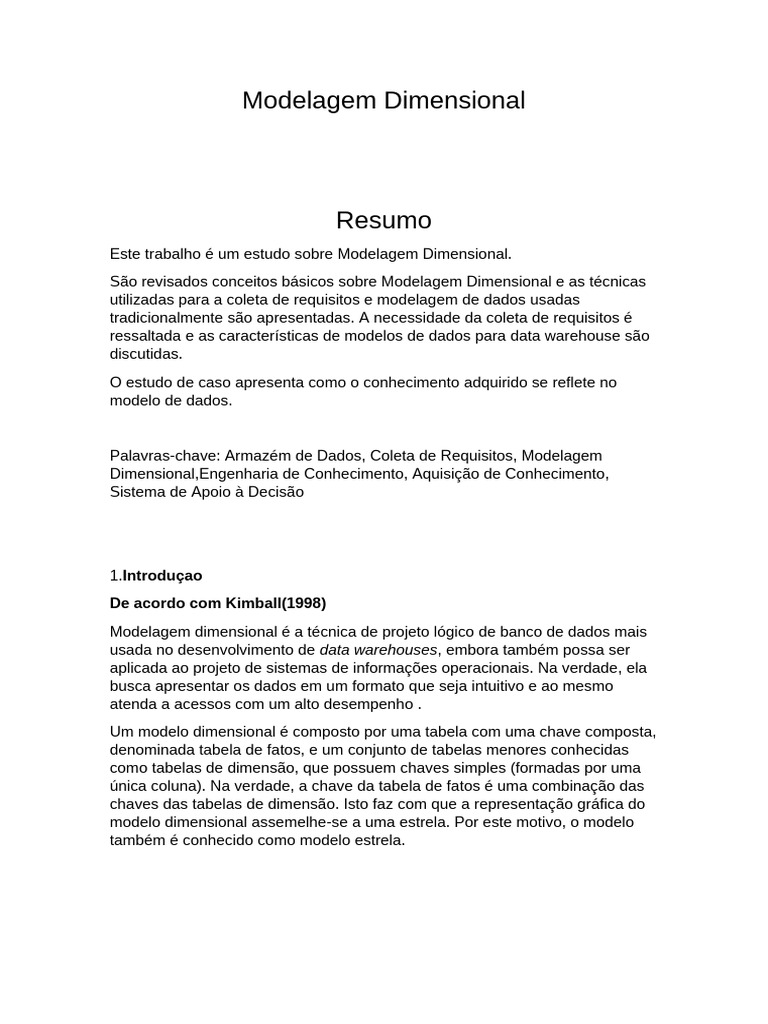 Modelagem Dimensional | PDF