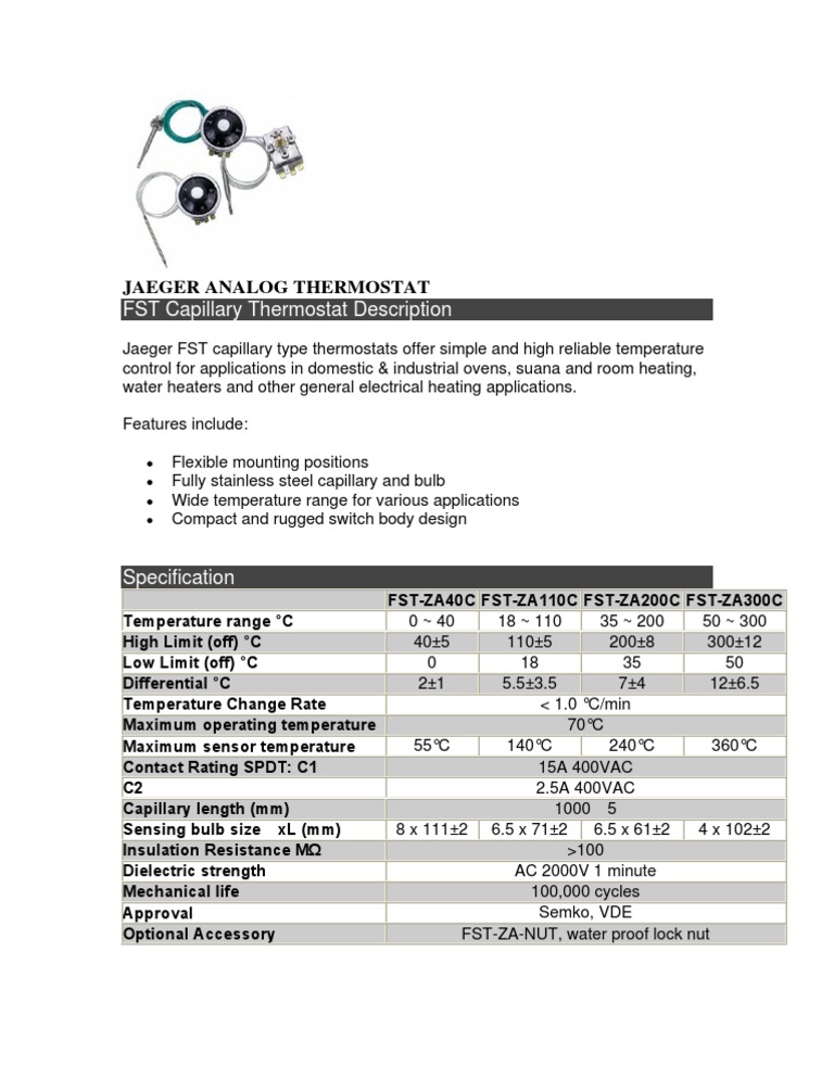 Jaeger Analog Thermostat | PDF