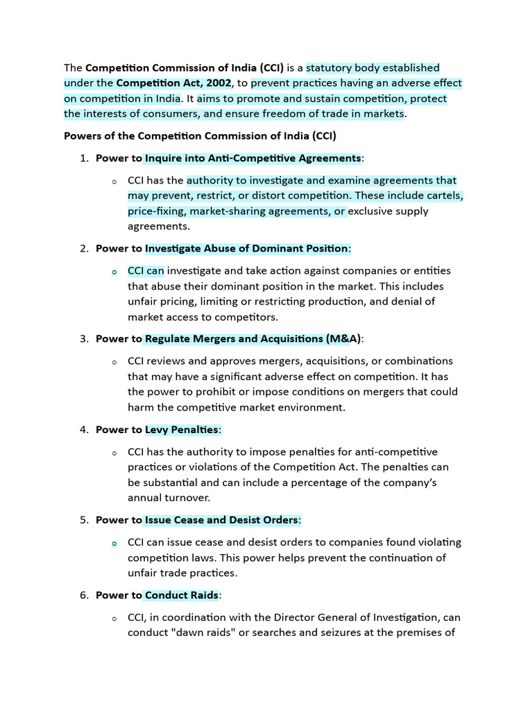 Competition Commission of India | PDF