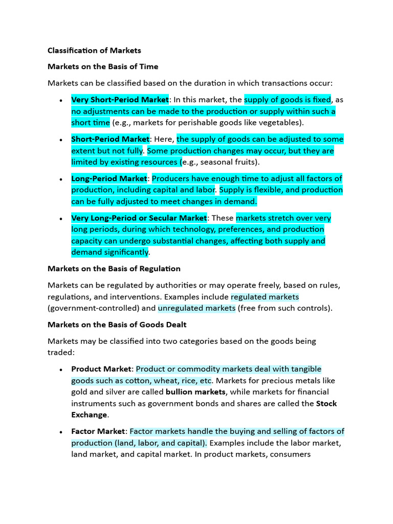 Classification of Markets | PDF