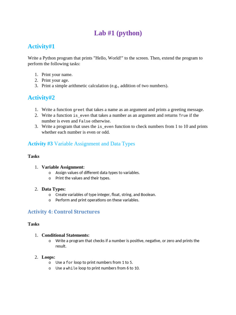 Lab#1 Python | PDF