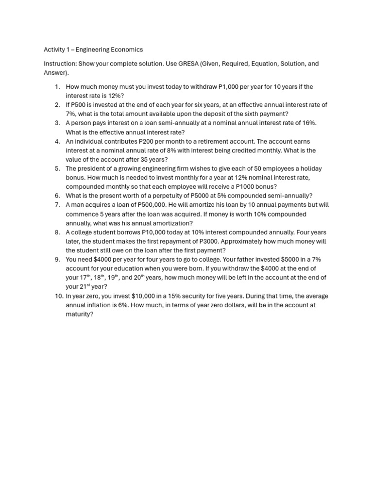 Activity 1 Engg Economics | PDF