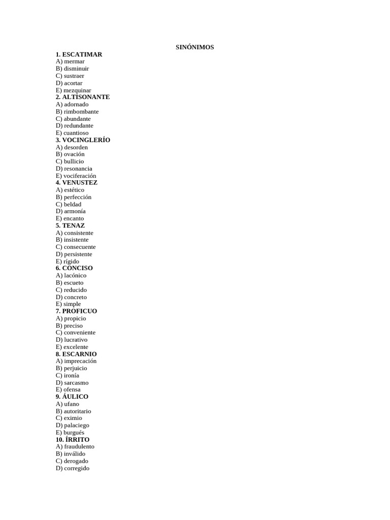 respuestas sinonimos | PDF