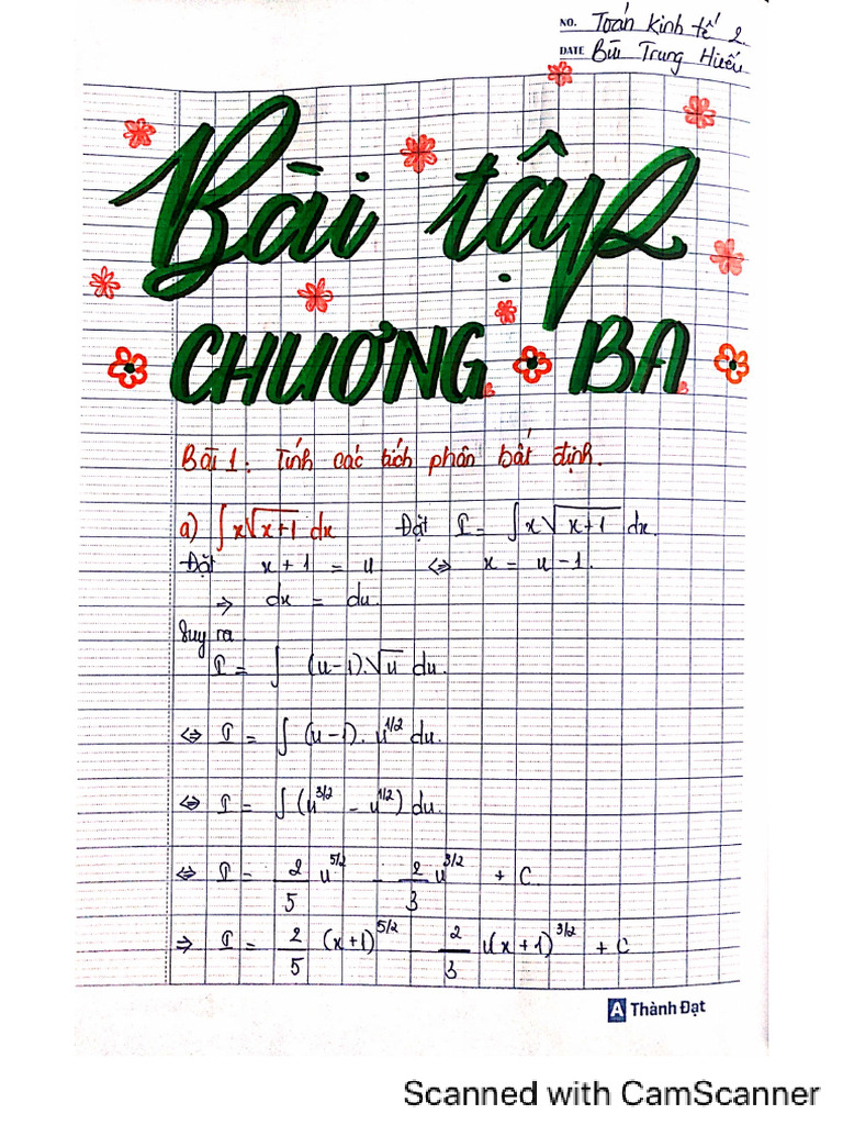 Bài giải Bài tập Chương 3 - Toán KT2 | PDF
