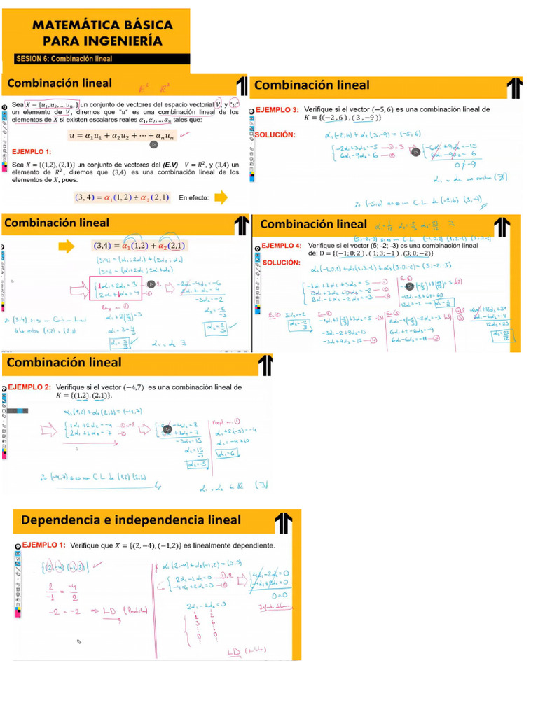 SEMANA 6 - COMBINACÍON LINEAL | PDF