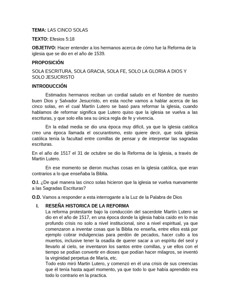 Tema Las Cinco Solas | PDF
