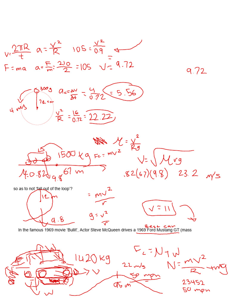 Jumin Kang - 1D Centripetal Force Problems | PDF