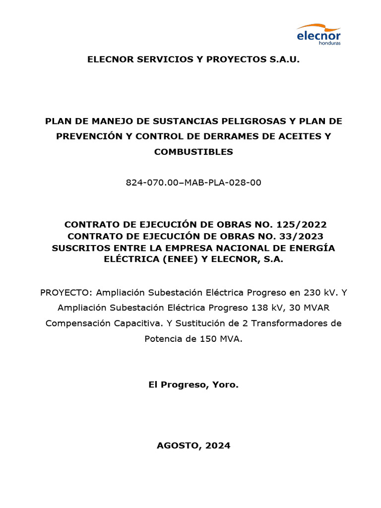 SE. Progreso - Plan de Manejo de Prevension y Control de Derrames de Hidrocarburos - 8 - 08 - 24 ...