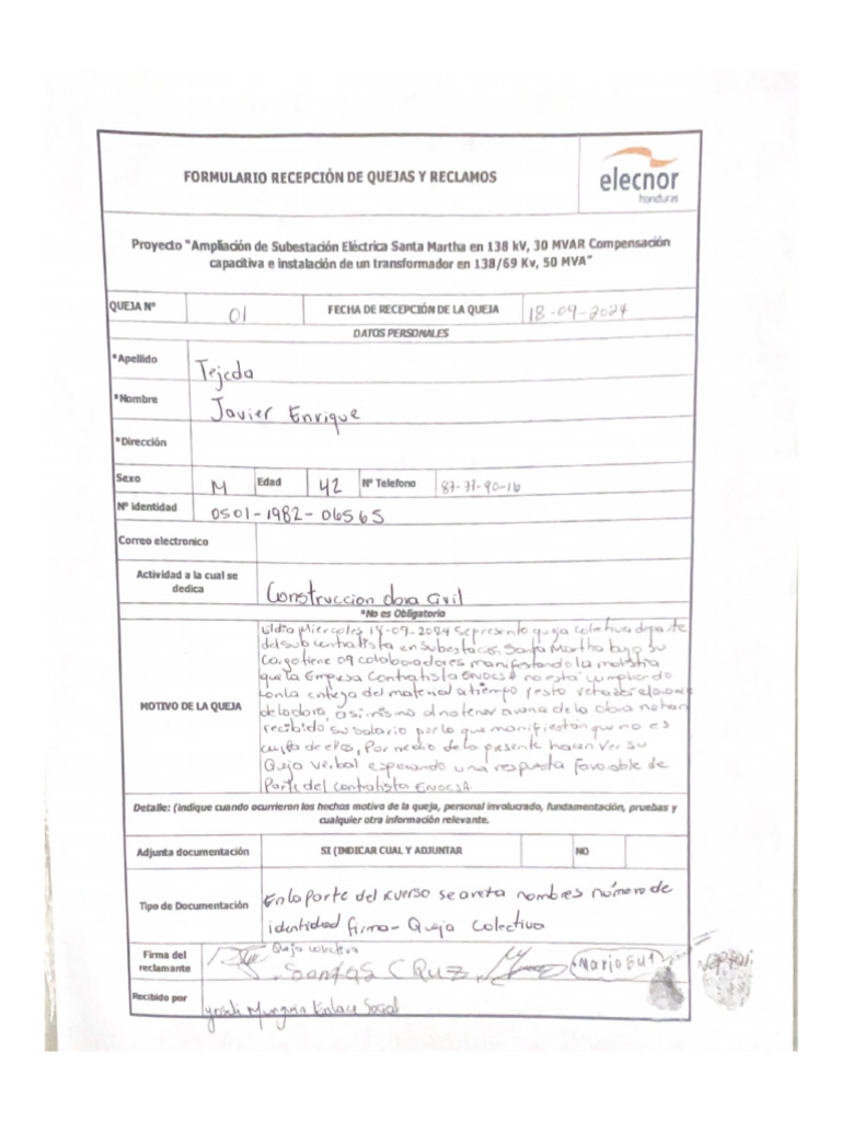 Anexo 17. Formulario de Quejas y Reclamos No. 1 | PDF