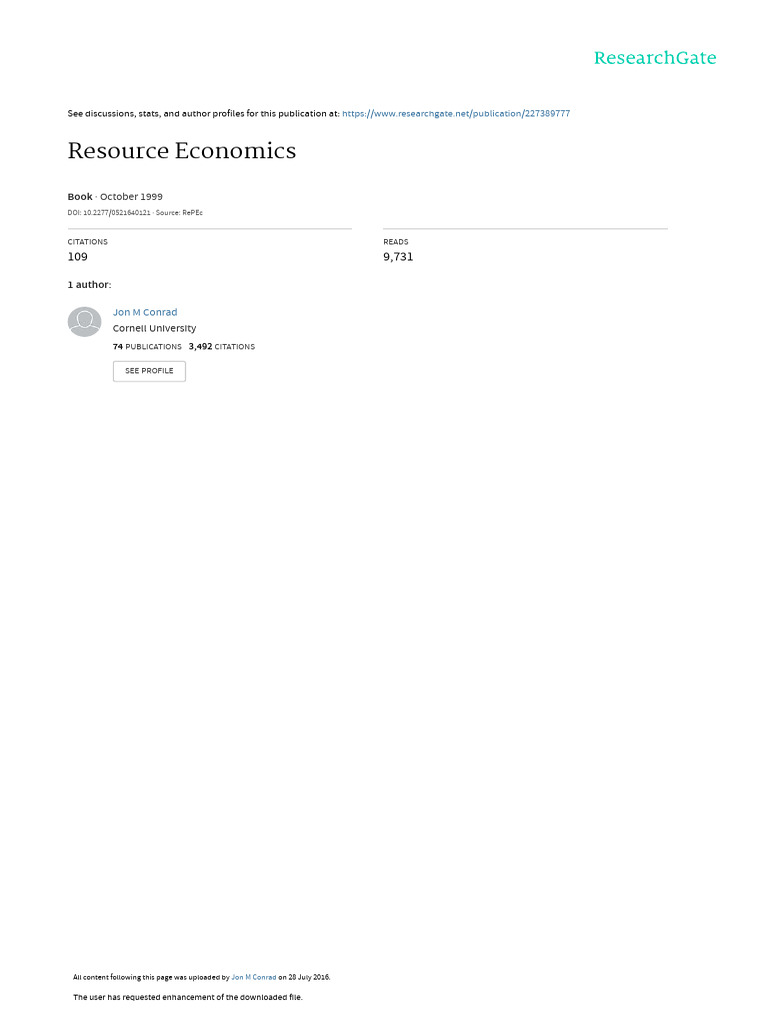 Resource Economics | PDF