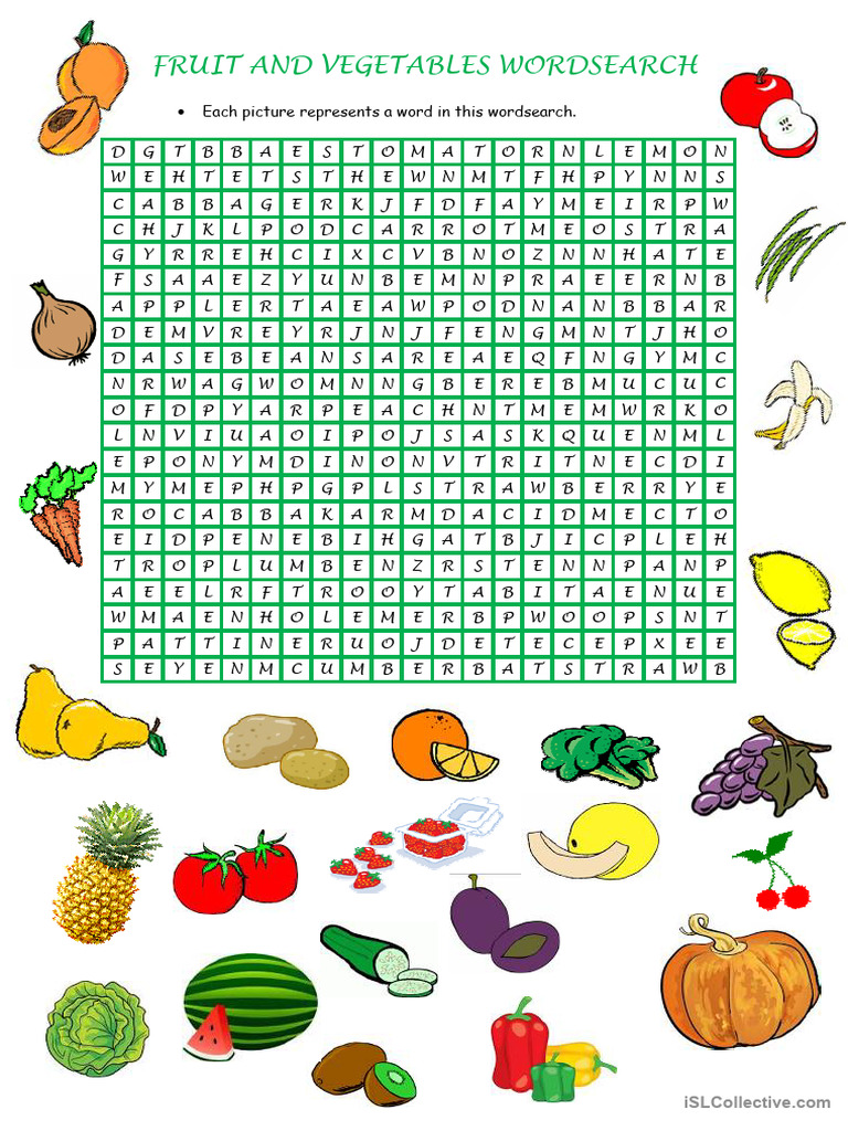 Fruit and vegetables wordsearch | PDF
