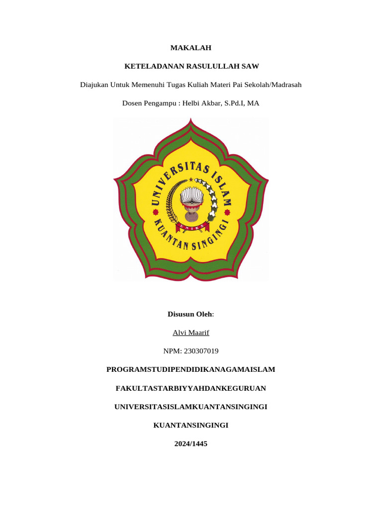 Makalah Keteladanan Rasulullah Saw | PDF