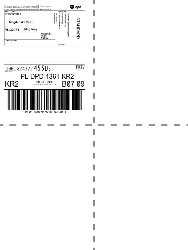 PL-DPD-1361-KR2: Ul. Mogilańska 29 B Mogilany | PDF