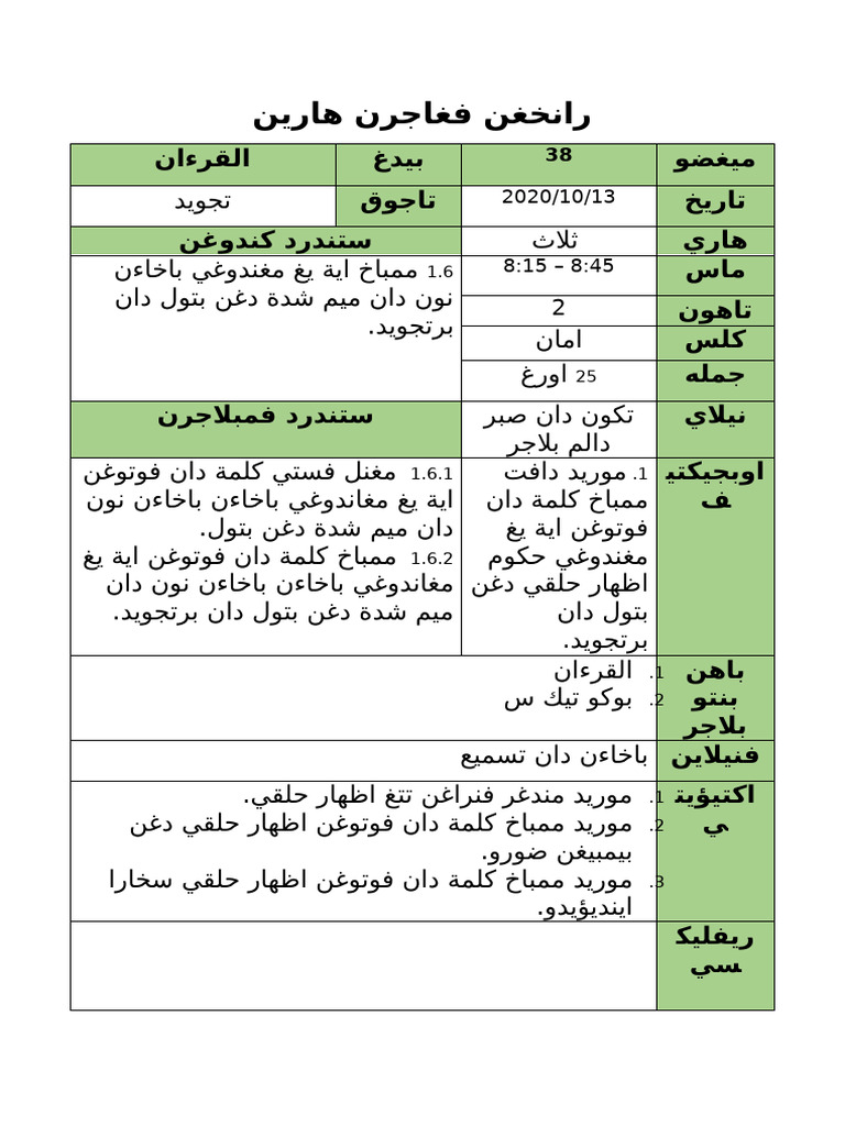 RPH Quran THN 2 m38 1 Masa | PDF