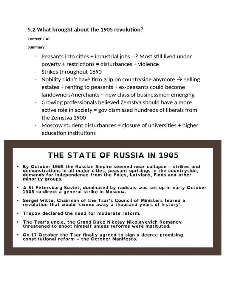5.2 What Brought About The 1905 Revolution | PDF