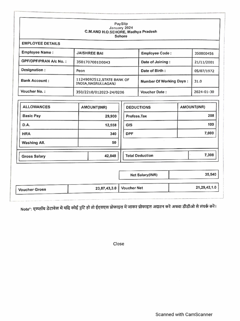Jaishri PaySlip | PDF
