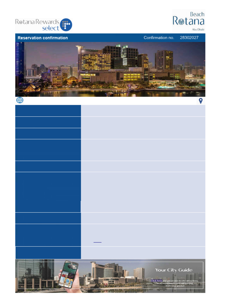 Reservation Confirmation: Join Rotana Rewards Select To Always Access ...