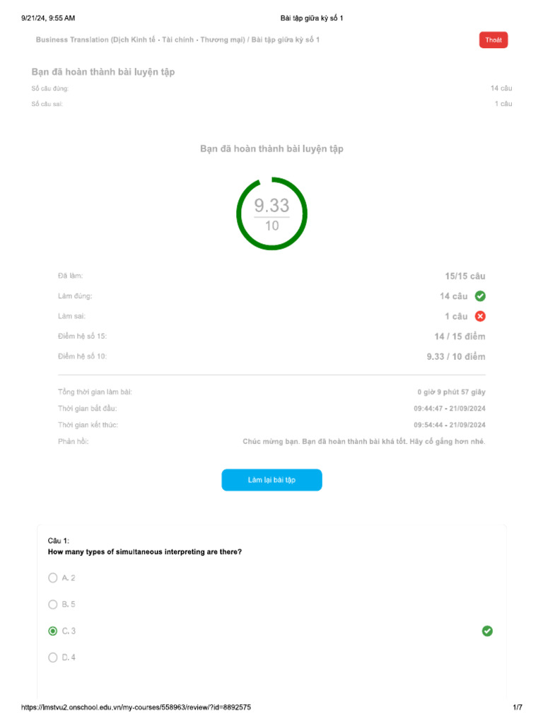 BTGK SỐ 1- DỊCH KINH TẾ TÀI CHÍNH THƯƠNG MẠI | PDF