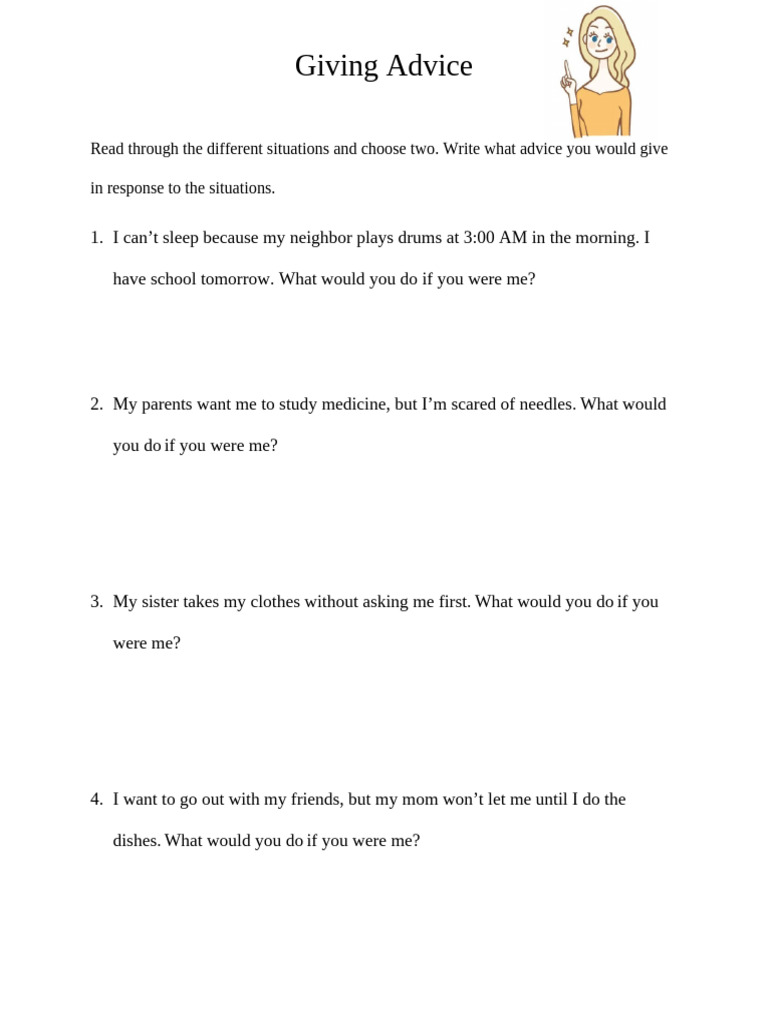 Giving Advice Worksheet | PDF