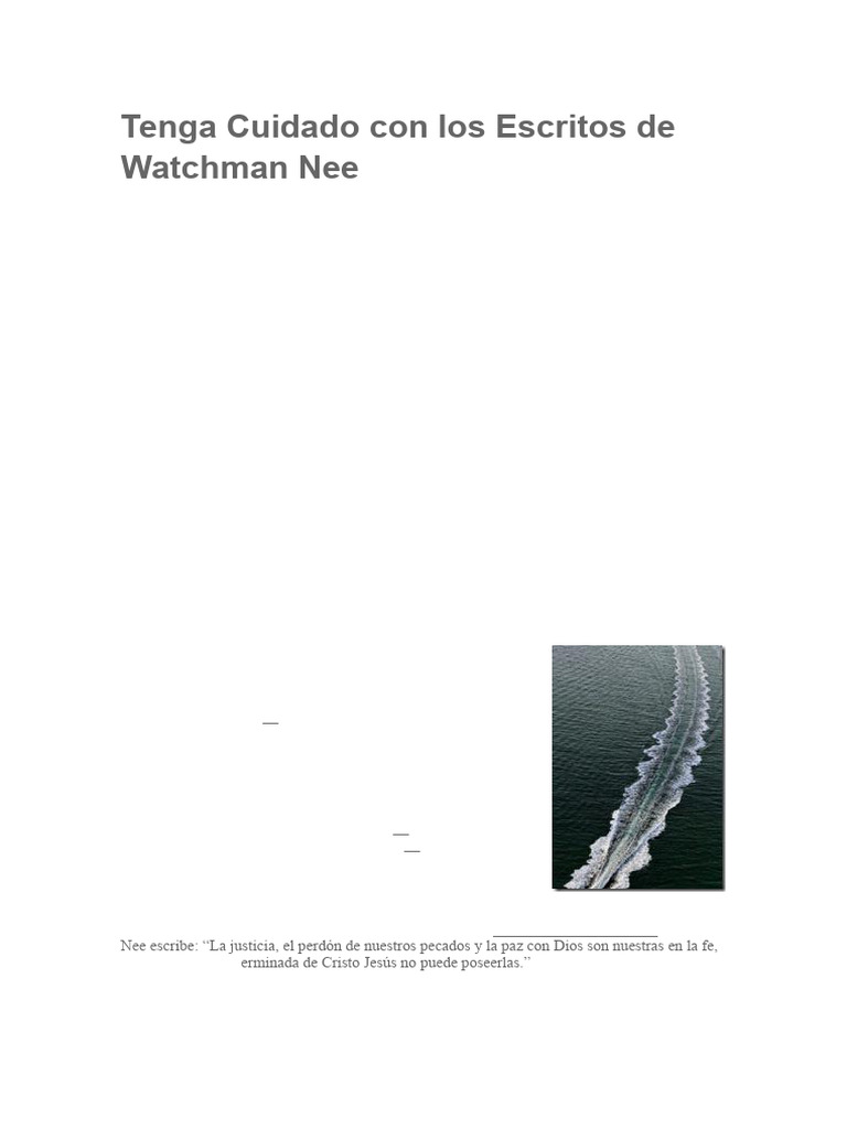 Tenga Cuidado con los Escritos de Watchman Nee | PDF