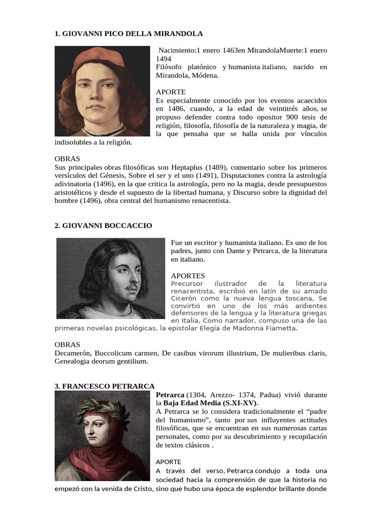 Filósofos y Humanistas Italianos Renacentistas | PDF | Dante Alighieri | Renacimiento