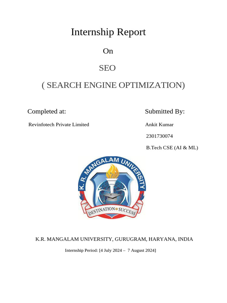 Internship Report ANKIT 2301730074 | PDF