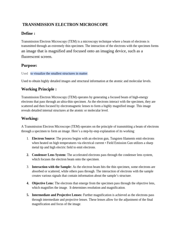 Transmission Electron Microscope | PDF