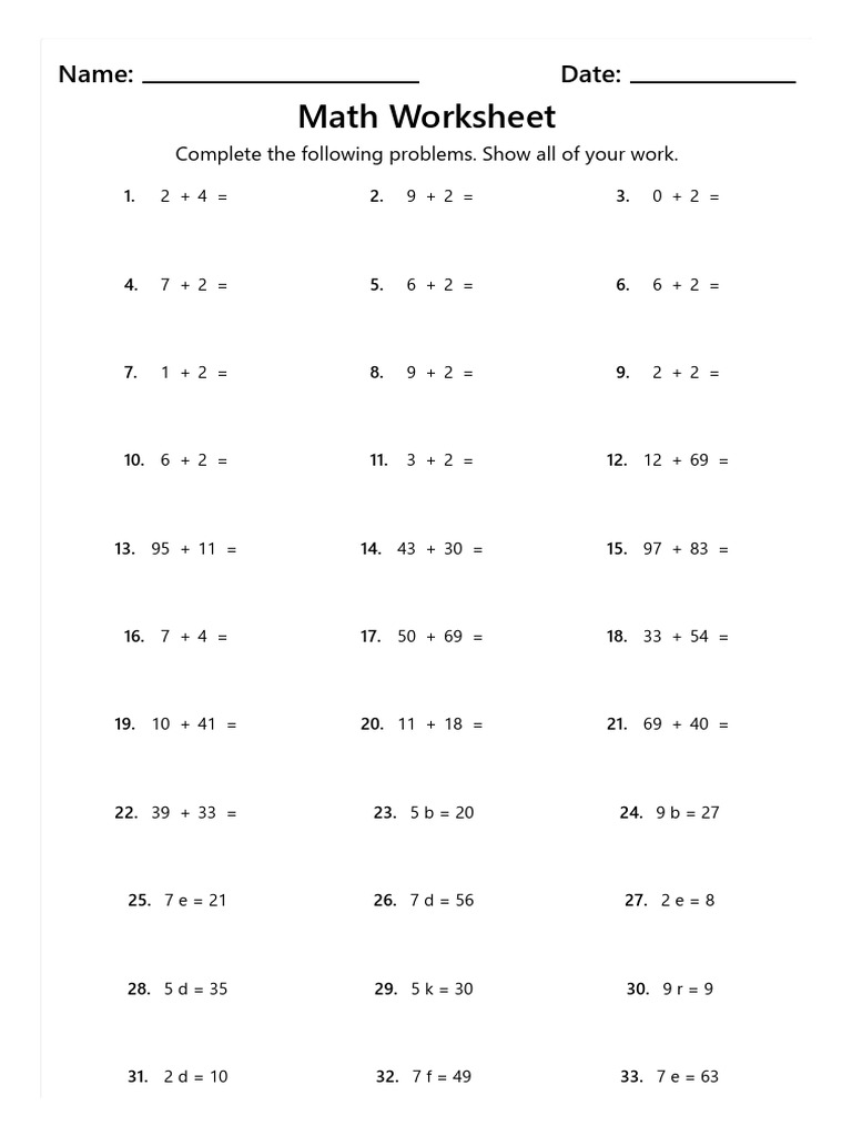 Custom Math Worksheet Generator - Math Goodies | PDF