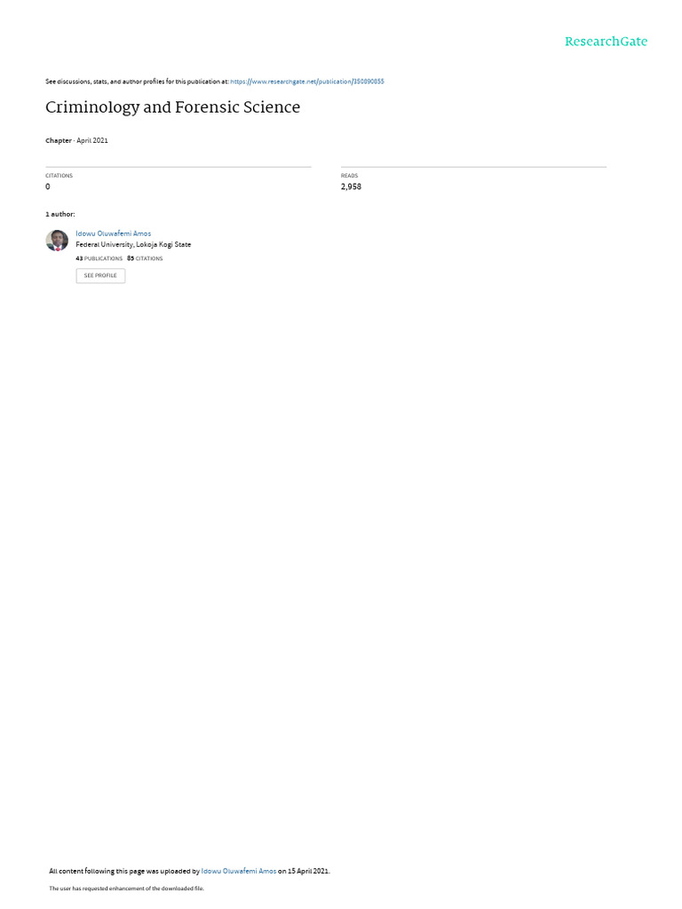 Criminology Forensic Science | PDF