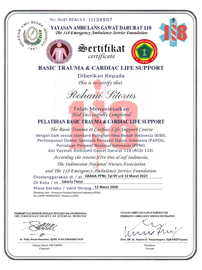 Sertifikat Btcls | PDF