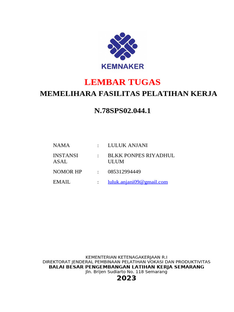 Lembar Jawaban Tugas Praktik Uk 044 | PDF