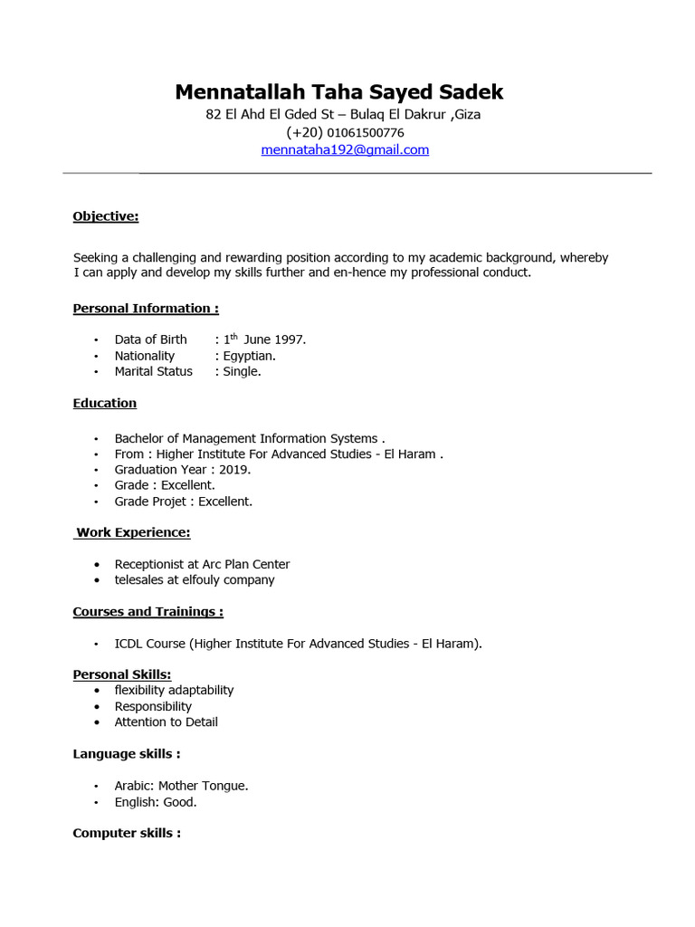 mennatuallah taha (cv)1 | PDF