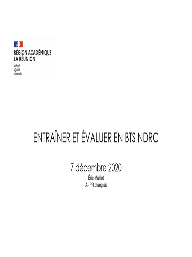 Entrainer Et Evaluer en BTS NDRC - e Maillot - 7 Dec 2020 | PDF