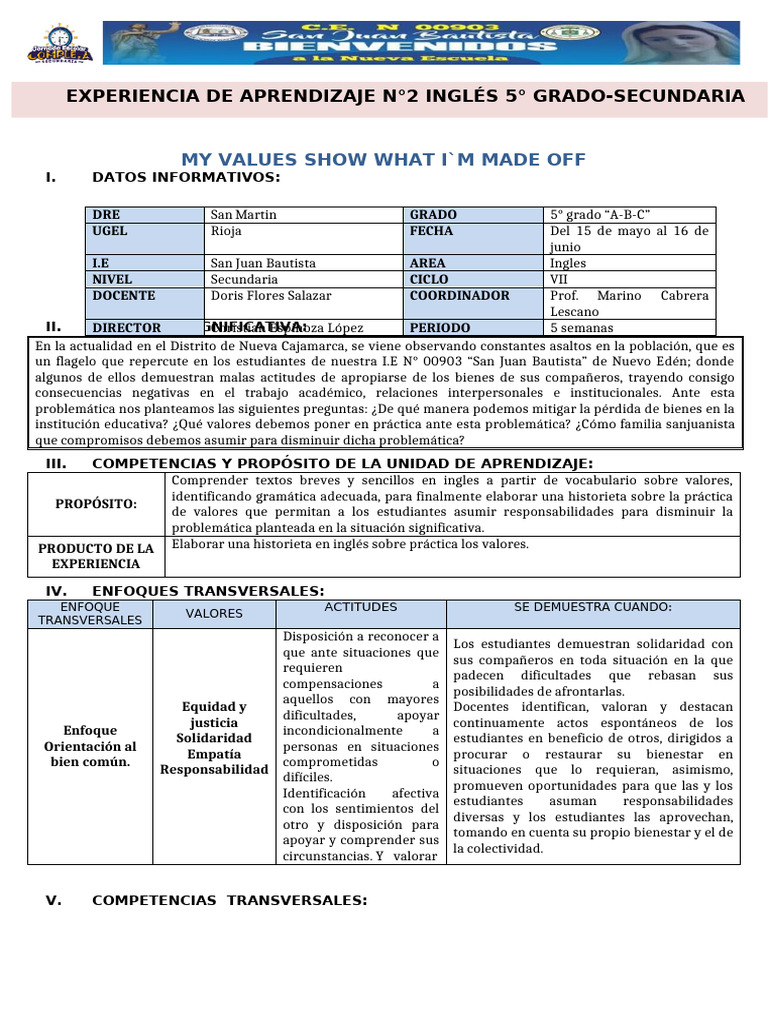 Learning Experience #2 Fifth Grade | PDF