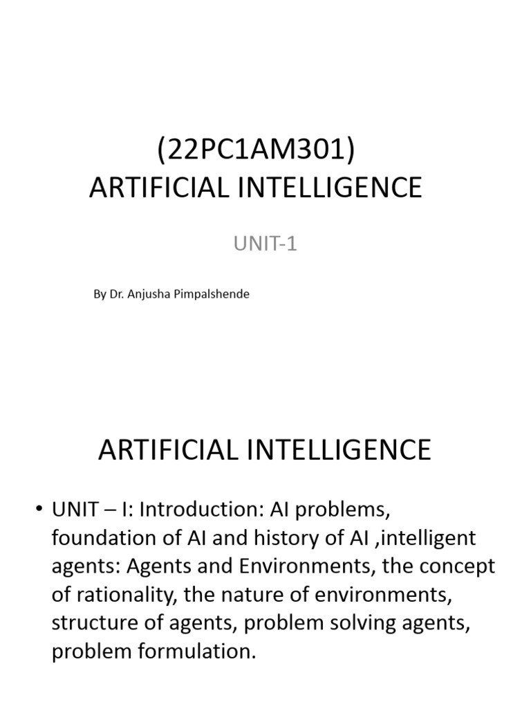 Ai Unit1 | PDF
