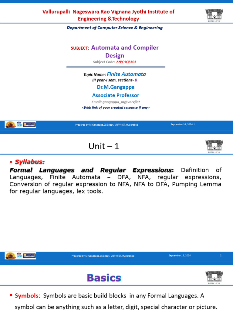 Acd Unit1 | PDF | Automata Theory | String (Computer Science)