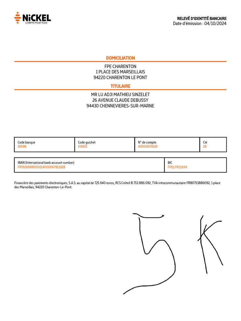 IBAN - Nickel - LU - ADJI - MATHIEU - SINZELET 2 | PDF