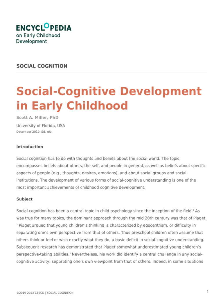 Social Cognitive Development Early Childhood | PDF | Theory Of Mind ...
