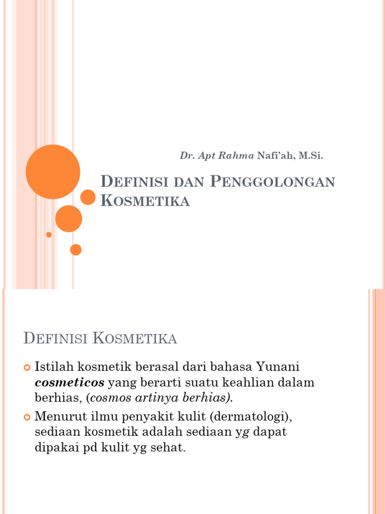 Definisi Dan Penggolongan Kosmetika | PDF