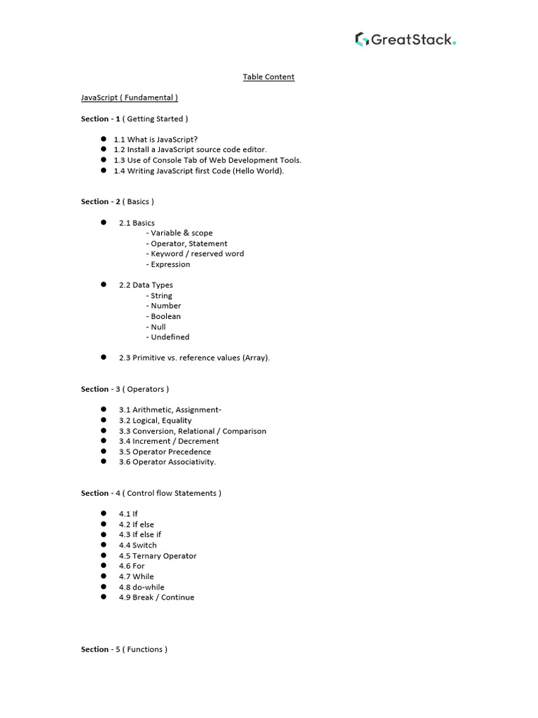 01 JavaScript Fundamentals Notes | PDF