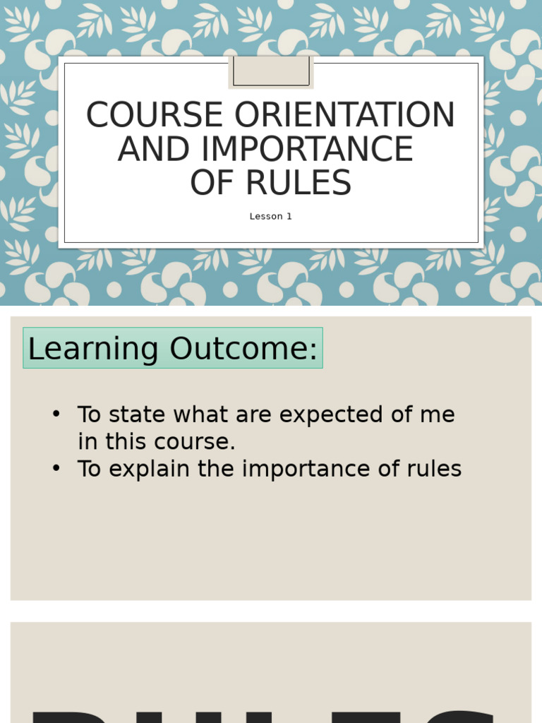 Lesson 1 Course Orientation | PDF