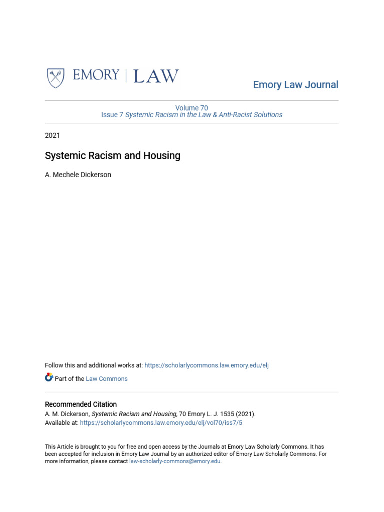 Systemic Racism and Housing | PDF
