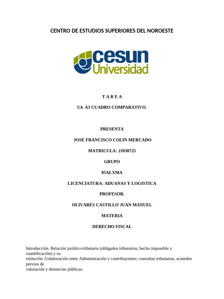 U4. A3 Cuadro Comparativo. | PDF